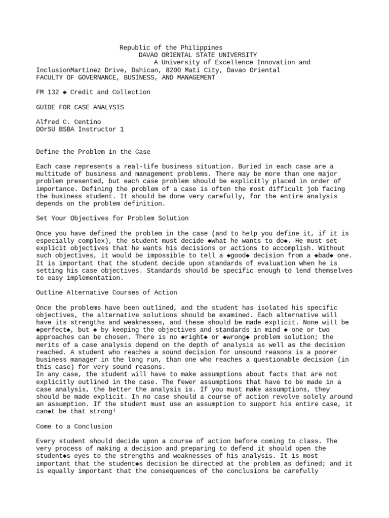 DOrSU FM 132 Guide For Case Study | PDF | Evaluation | Cognition