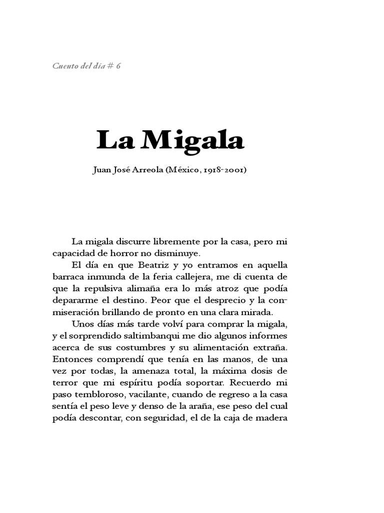 La Migala - Juan José Arreola | PDF