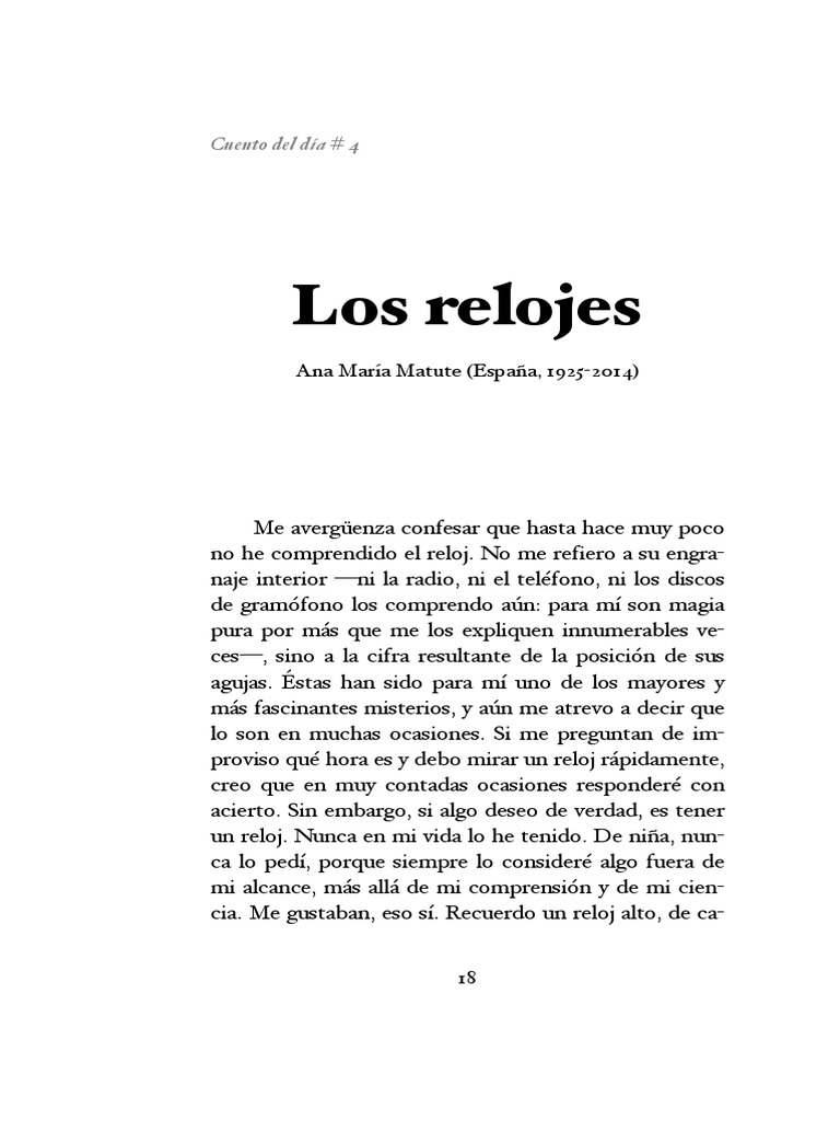 Los Relojes - Ana María Matute | PDF