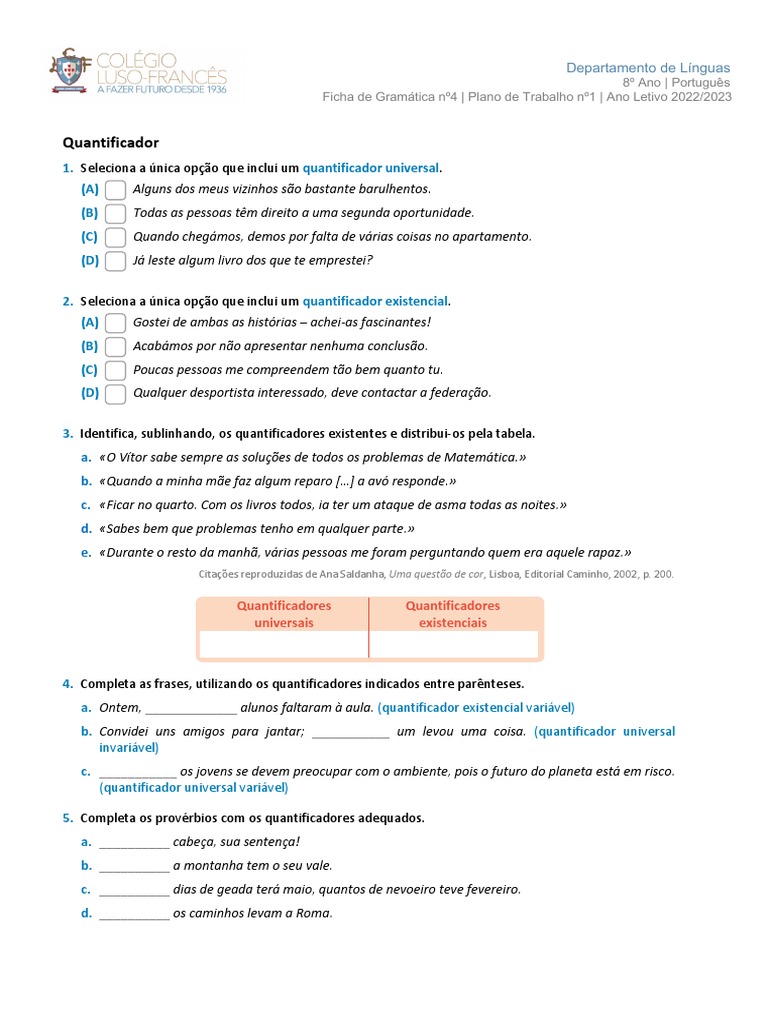 FG4 Quantificador | PDF
