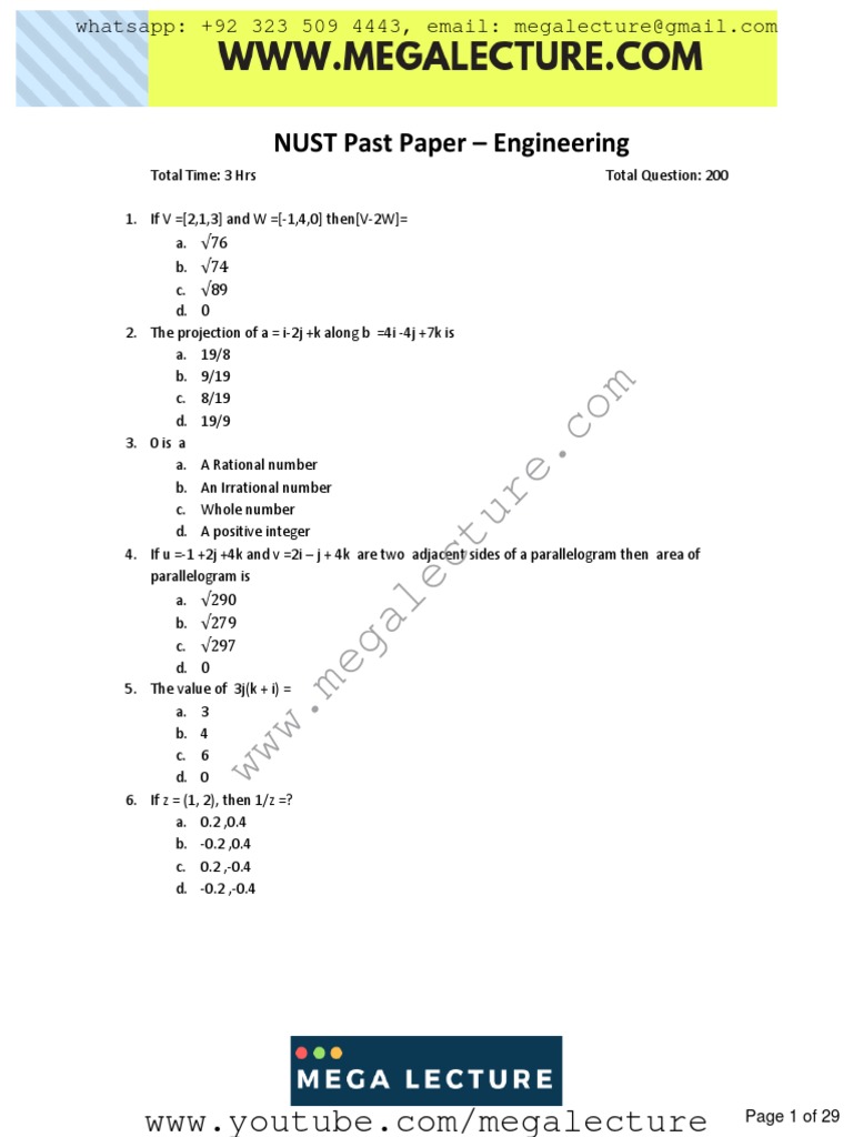 NUST Engineering 3 1 | PDF | Set (Mathematics) | Photoelectric Effect