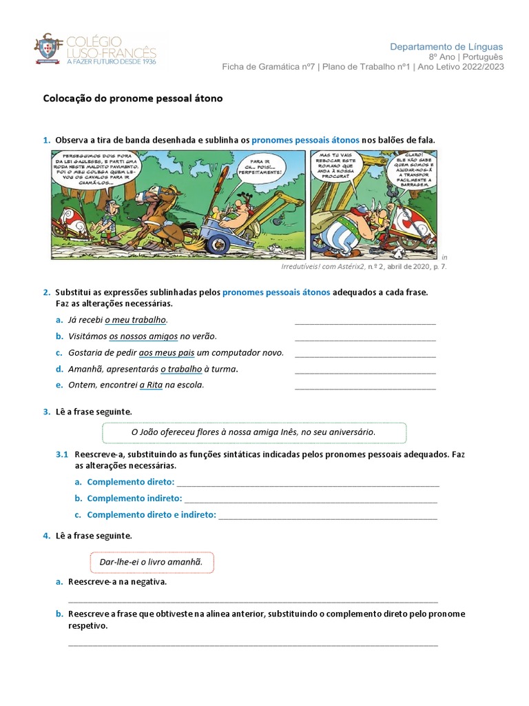 FG7 Colocação Pronome | PDF