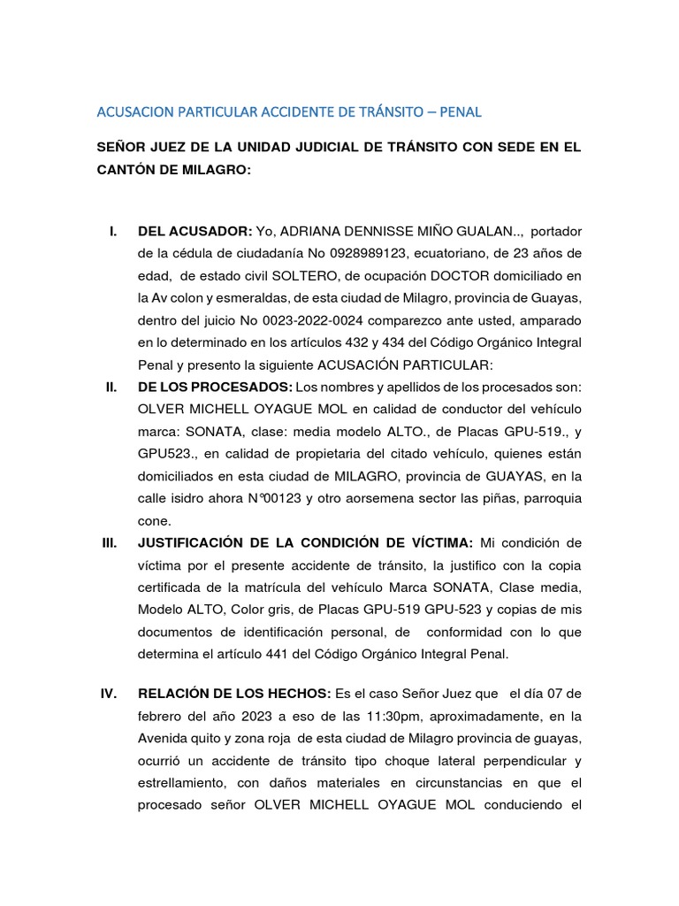 Modelo de Acusacion Particular | Descargar gratis PDF | Derecho penal ...
