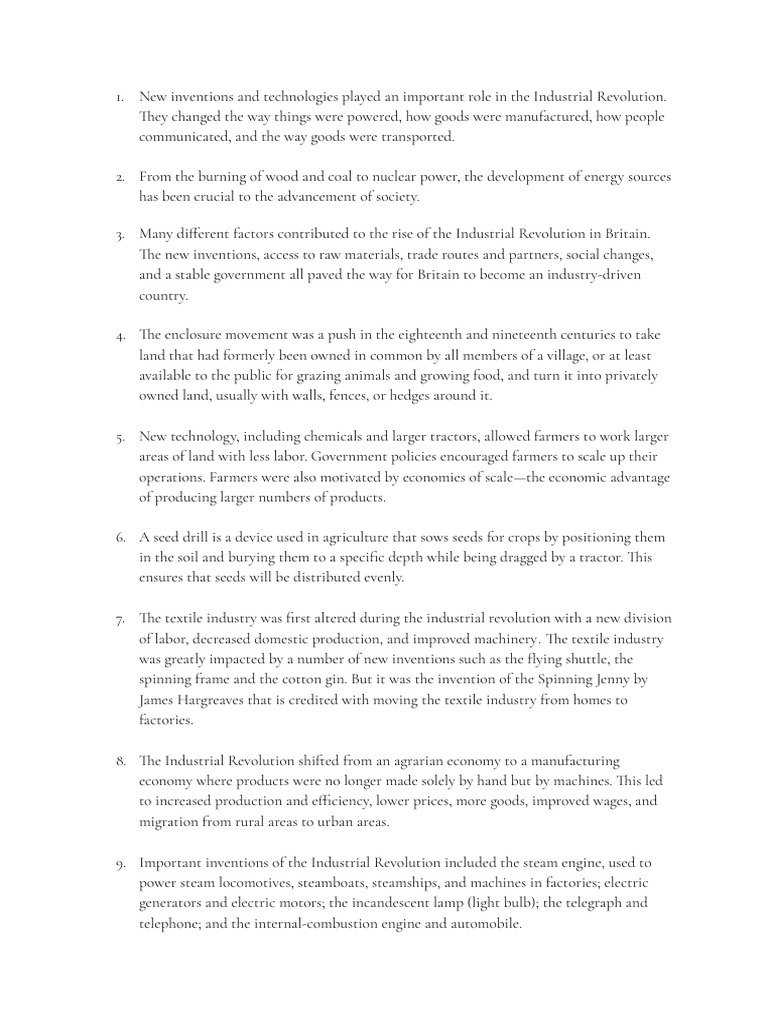 The Inventions of The Industrial Revolution | PDF | Industrial ...