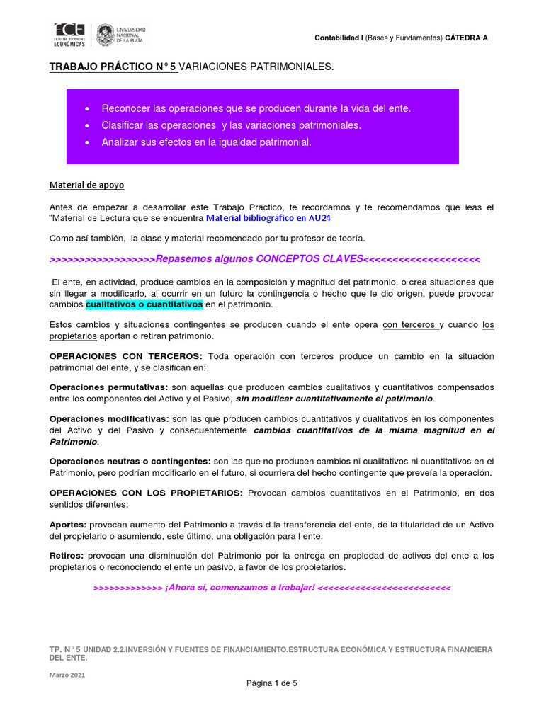 Trabajo Practico #5 Variaciones Patrimoniales | PDF | Contabilidad ...