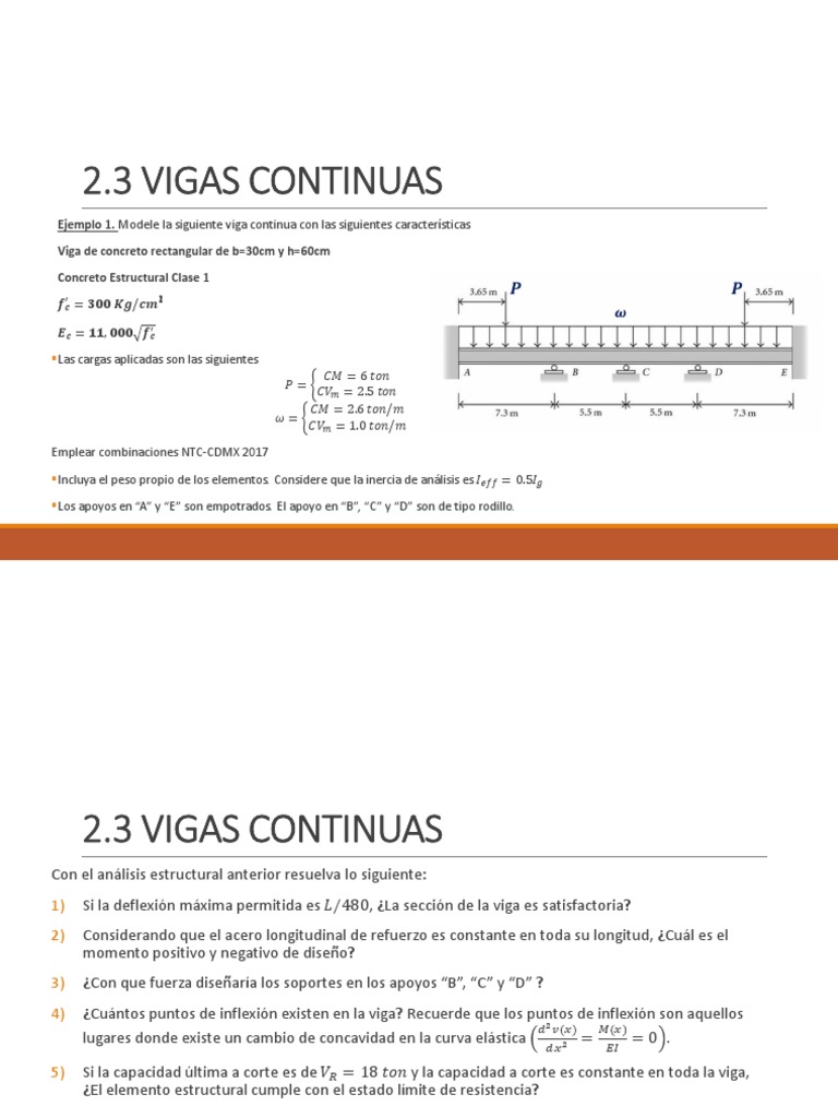 2.3 - Vigas Continuas - Ejemplo 1 | PDF
