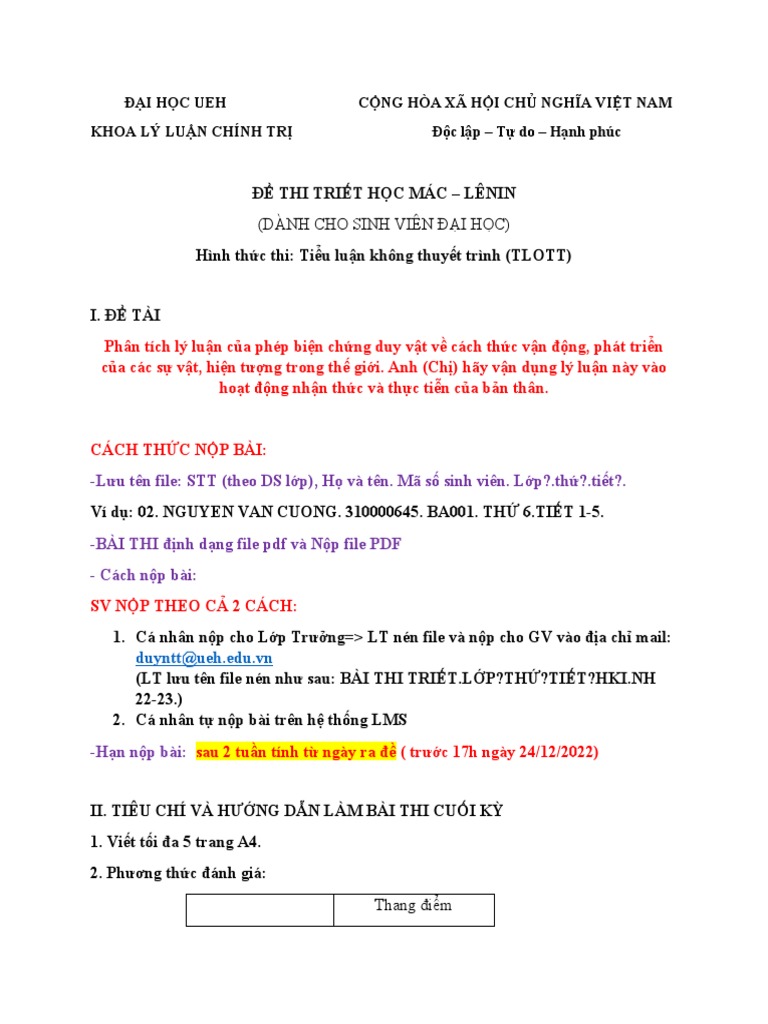 1.. de Thi KTHP Triet ML - k48.D1 | PDF