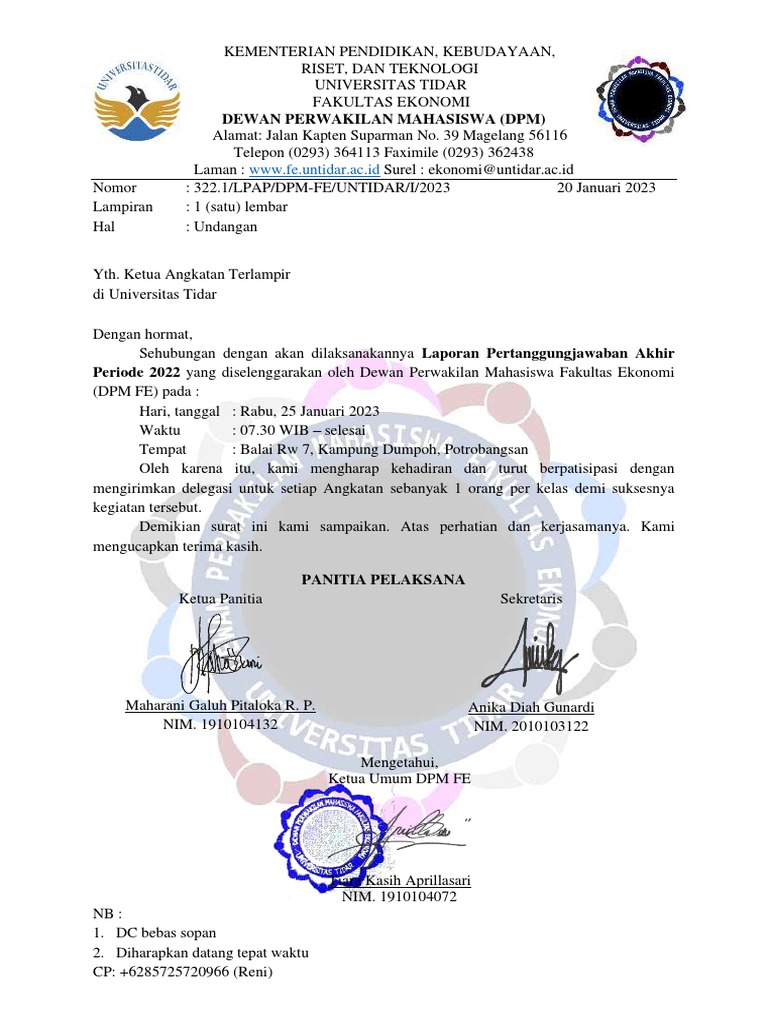 322.1 Surat Undangan LPAP MAHASISWA UMUM 2022 | PDF