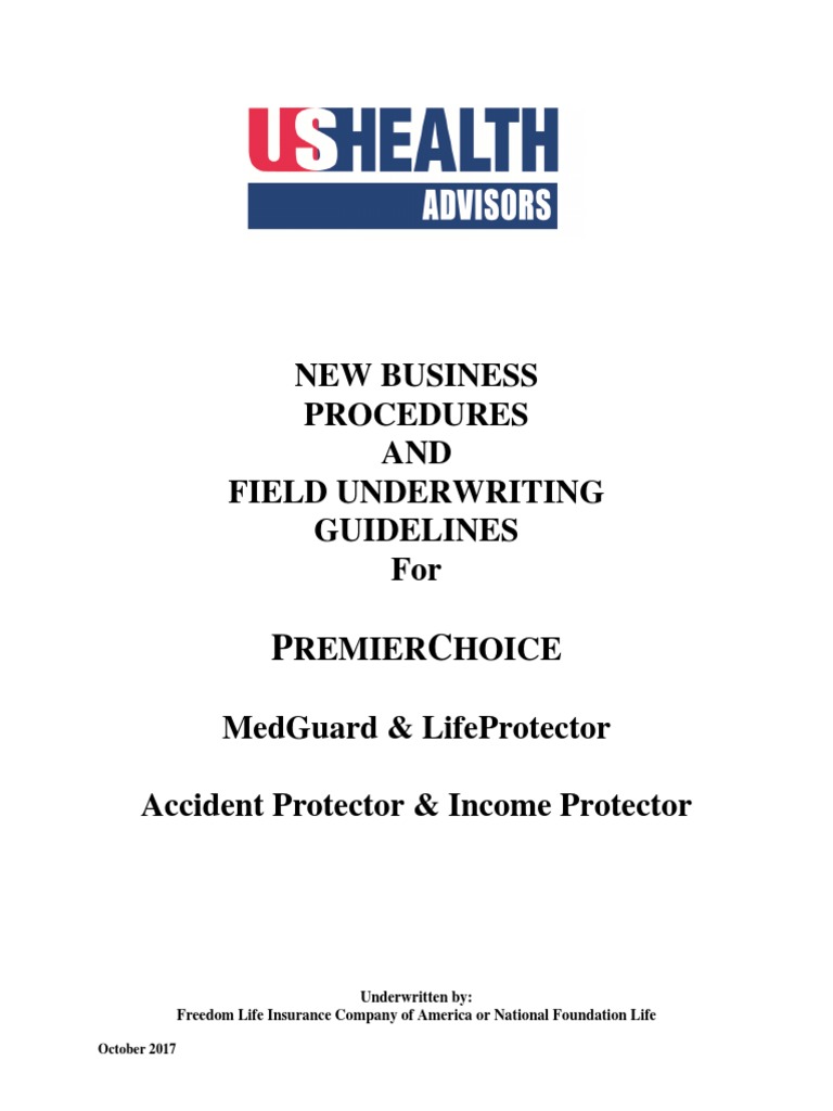 PremierChoice UW Guide Oct2017 | PDF | Underwriting | Insurance