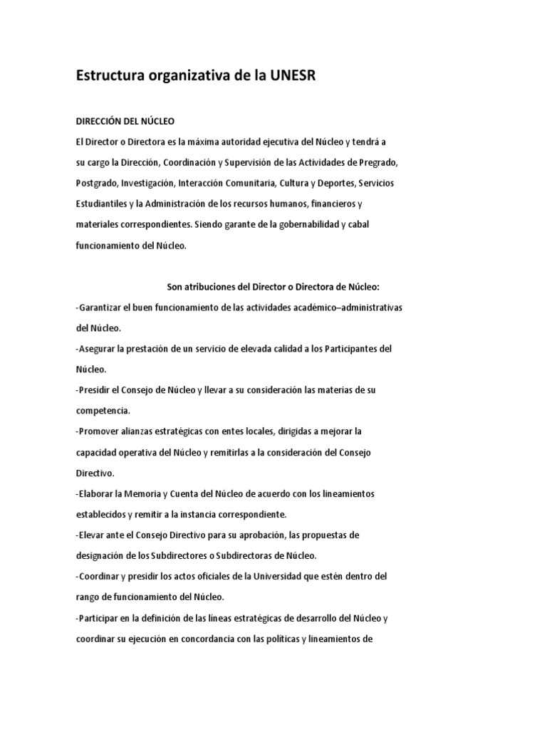 Estructura Organizativa de La UNESR | PDF | Evaluación | Gestión de ...
