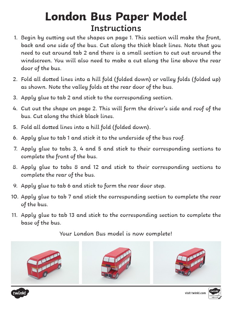 T T 17457 London Bus Paper Model | PDF