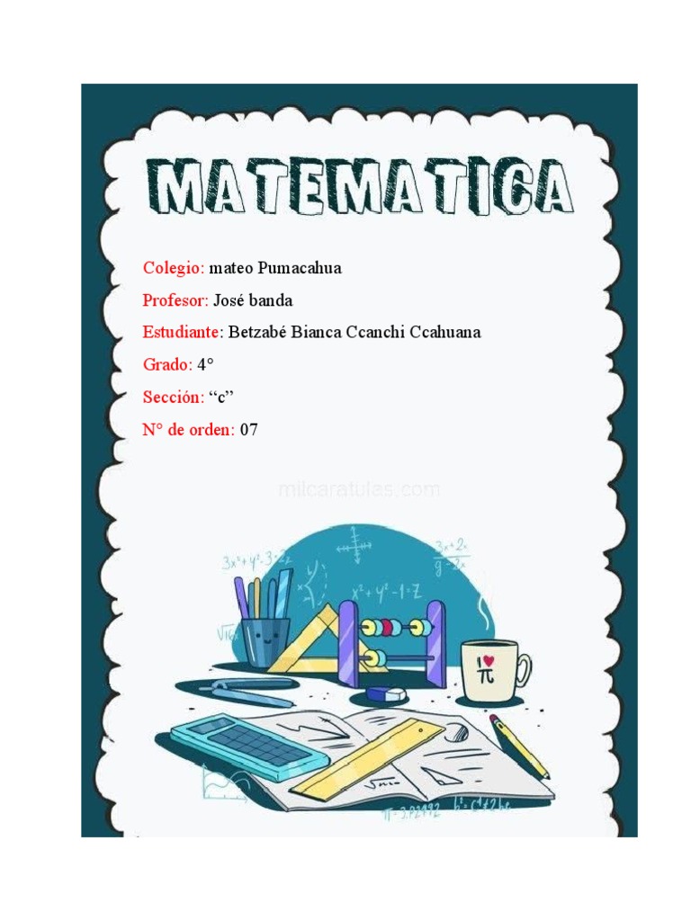 Caratula de Matematica | PDF