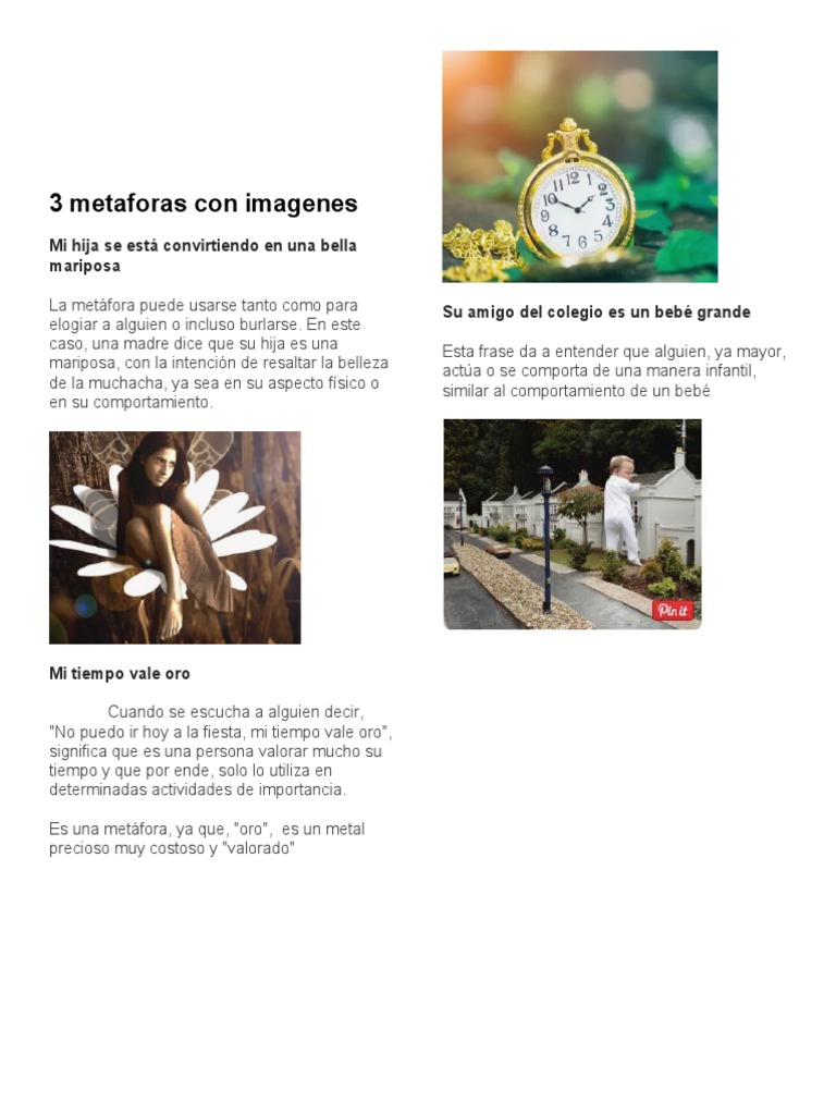 3 Metaforas Con Imagenes | PDF