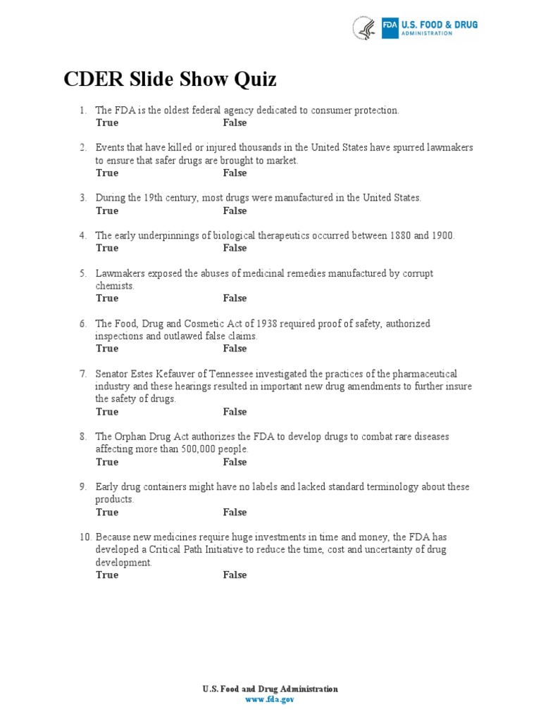 CDER Slide Show Quiz | PDF | Self-Improvement