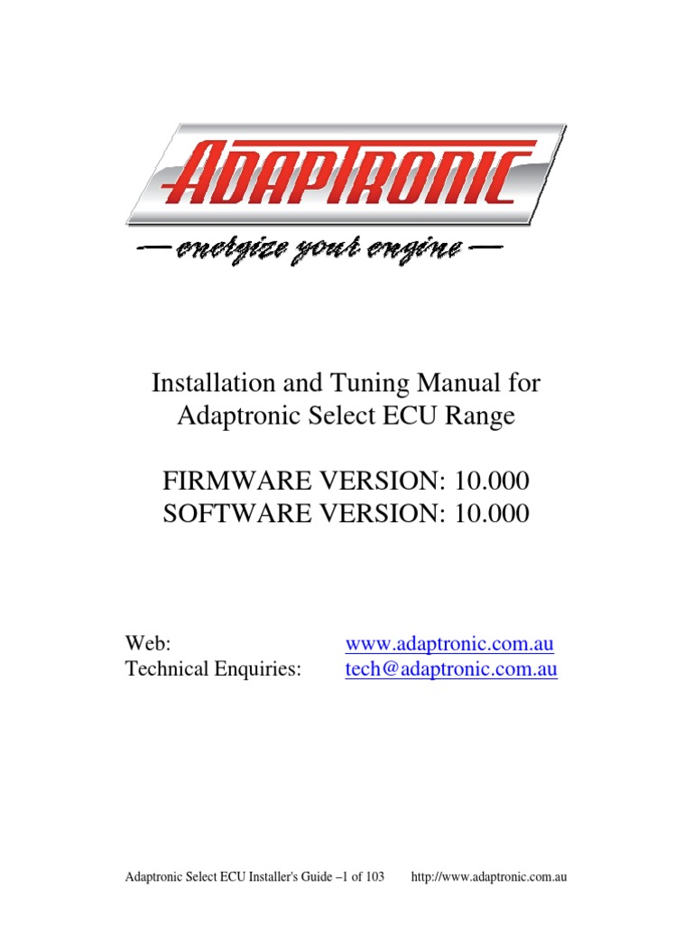 Adaptronic Select ECU Manual | Download Free PDF | Distributor ...
