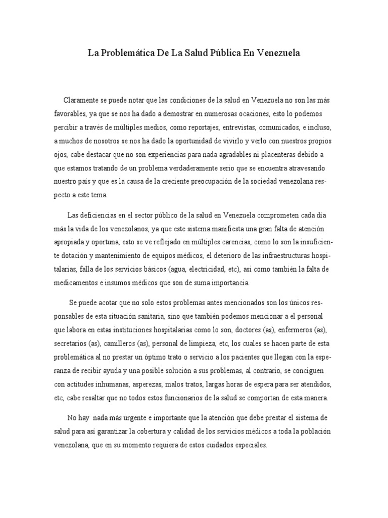 Crisis de Salud en Venezuela | PDF | Relaciones personales, crianza y ...
