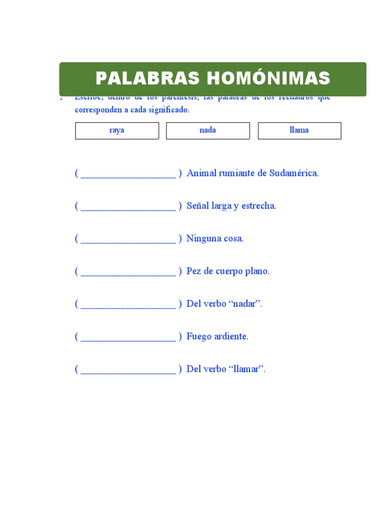 Palabras Homónimas: Un análisis de palabras con múltiples significados ...