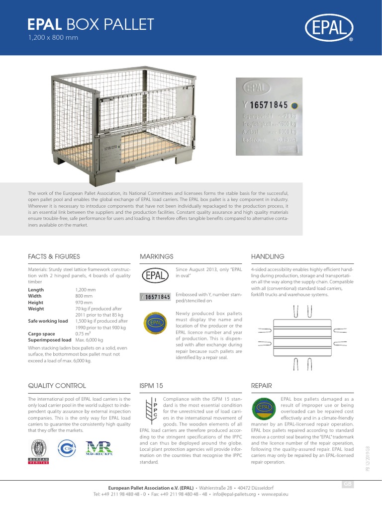 EPAL Gitterbox Specification PalletBiz | PDF | Pallet | Secondary Sector Of The Economy
