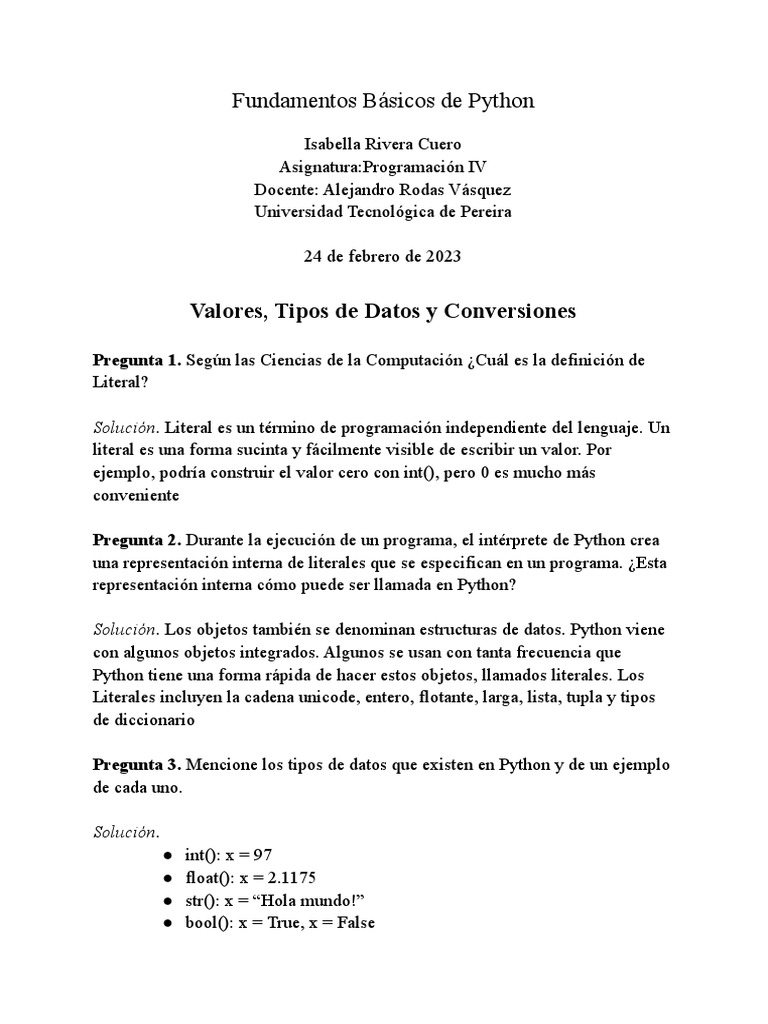 Fundamentos Básicos de Python | Descargar gratis PDF | Python (lenguaje de programación ...