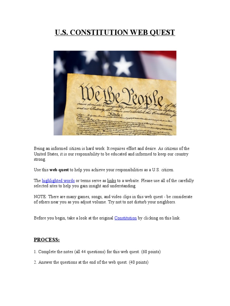 Constitution Webquest | PDF | Presidents Of The United States ...