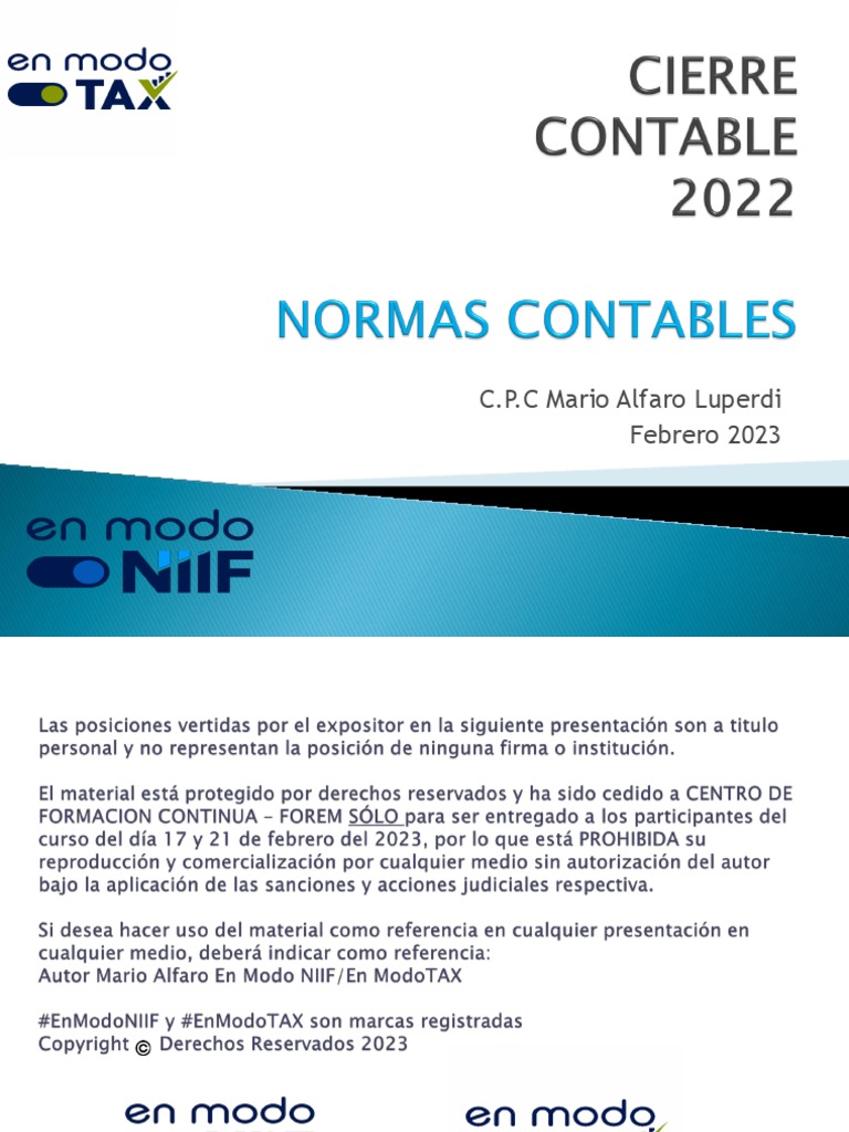 Cierre Contable 2022 | PDF | normas internacionales de INFORMACION FINANCIERA | Depreciación