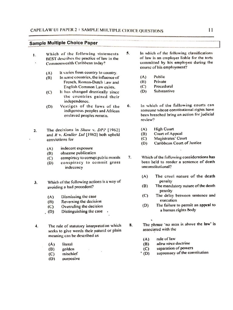 Cape Law Unit 1 P1 Cayman Islands | PDF