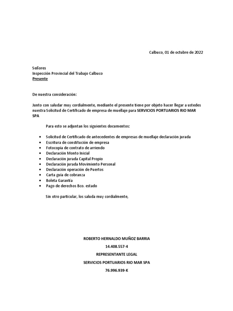 Carta Inspeccion | PDF