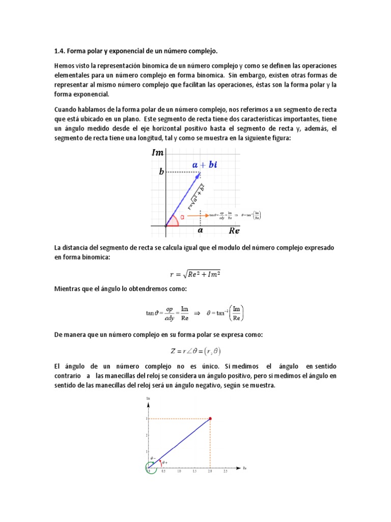 Forma Polar y Exponencial de Números Complejos | PDF | Número complejo ...