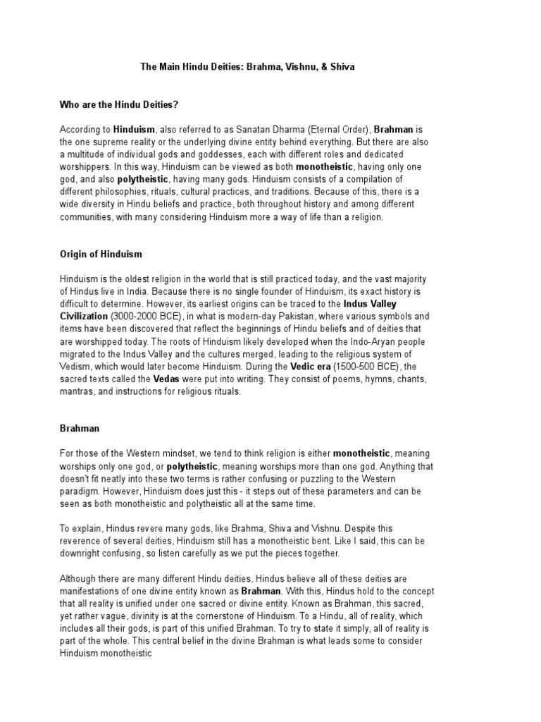 The Main Hindu Deities - Brahma, Vishnu, & Shiva | PDF | Vishnu | Hindu ...