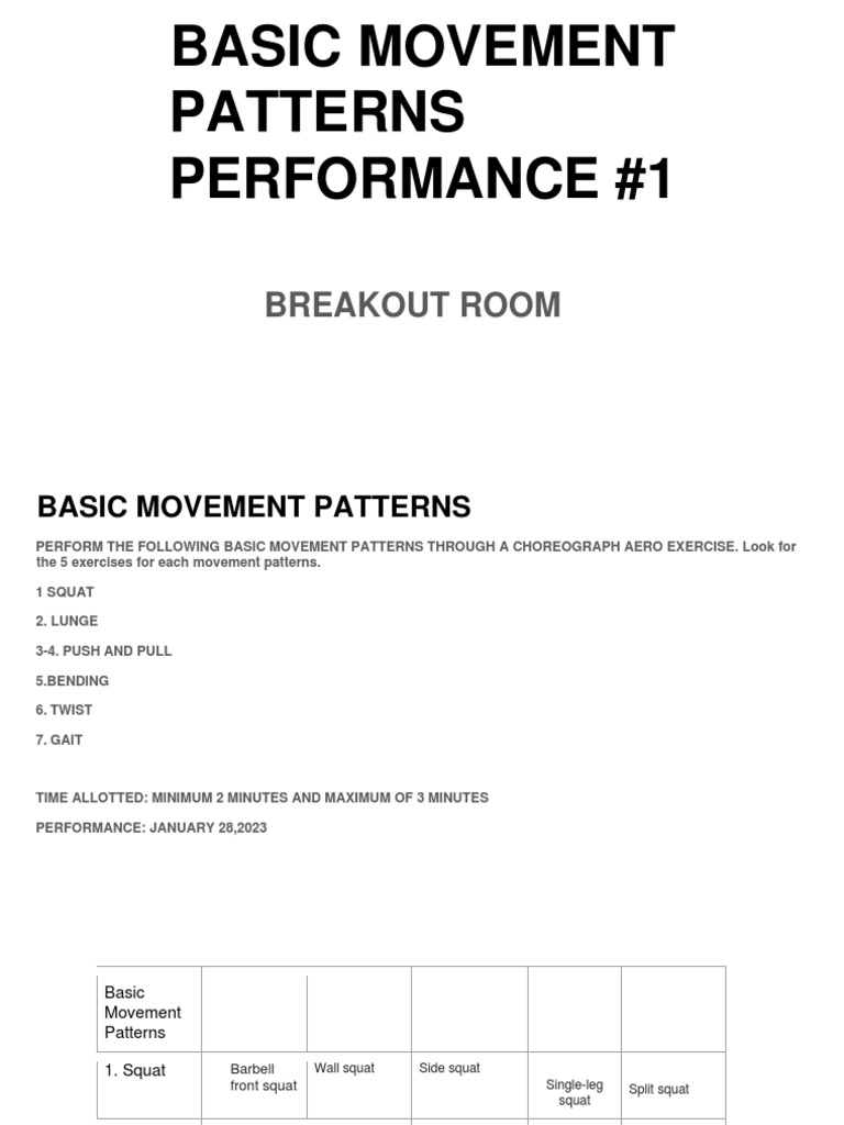 Performance #1 Basic Movement Patterns | PDF