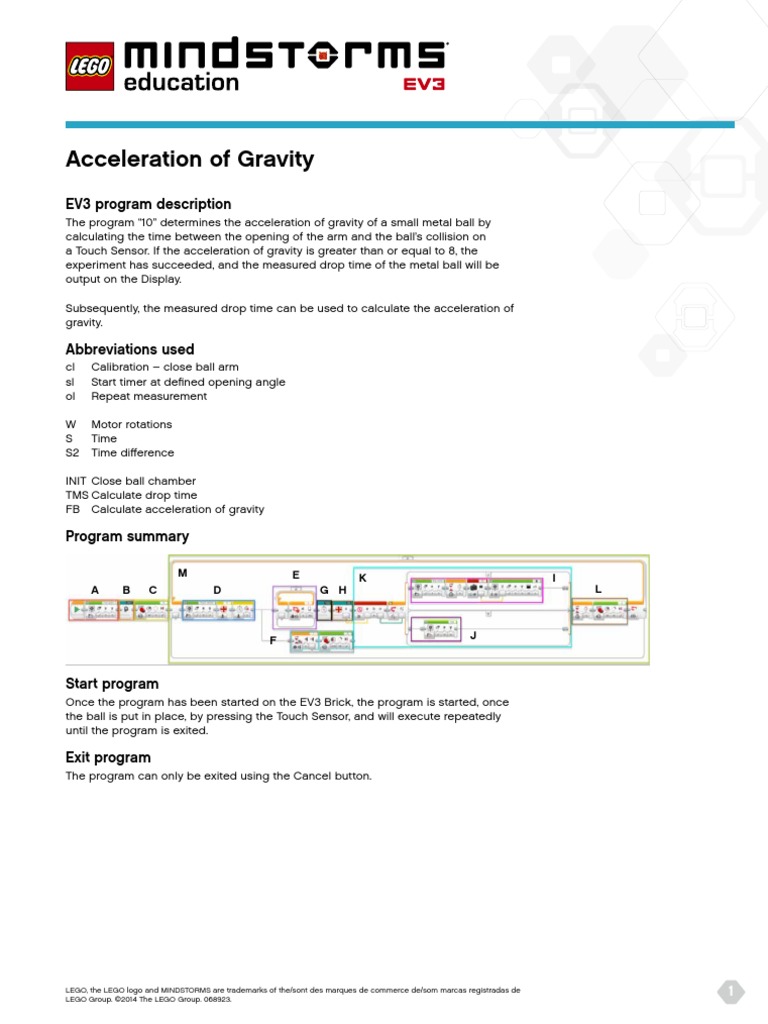 Ev3 Program Description Acceleration of Gravity Enus | PDF | Lego