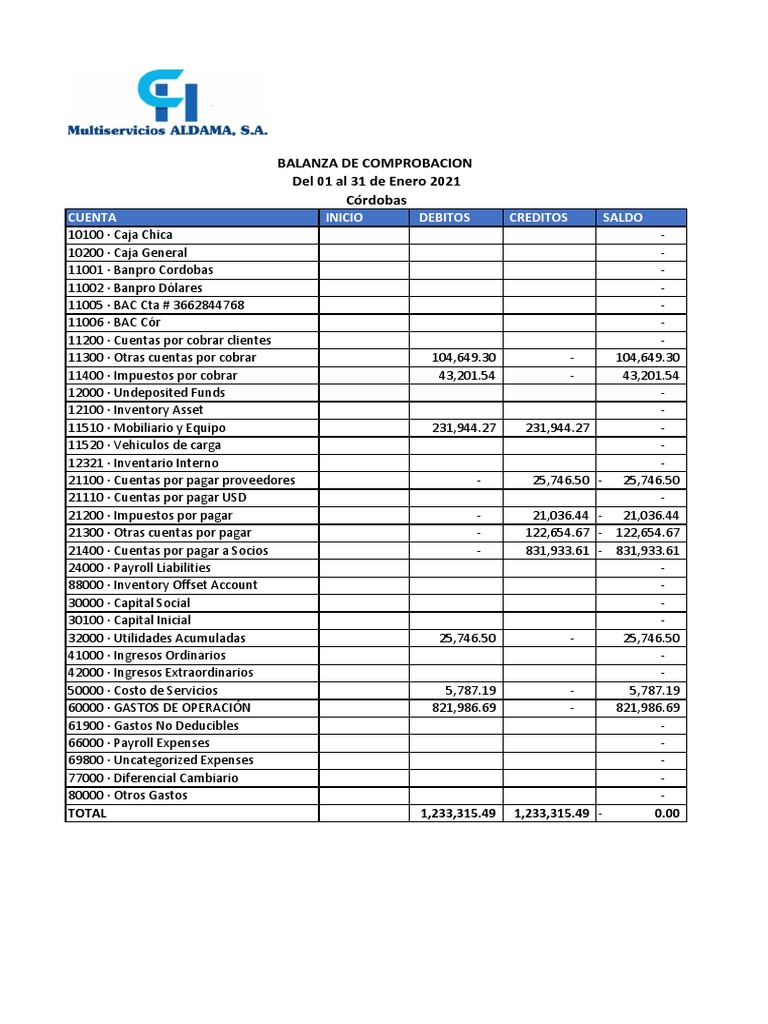 Balanzas de Comprobacion | PDF
