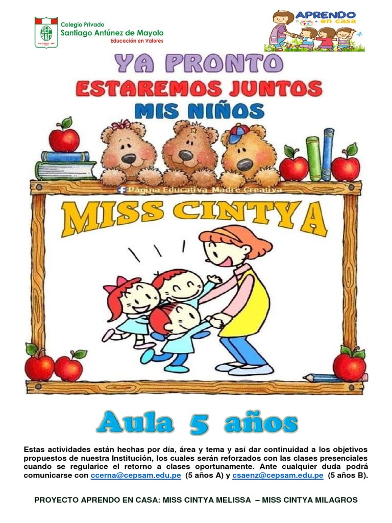 Inicial 5 Años - Semana Del 20 Al 24 de Abril | PDF | Adán y Eva | Las emociones