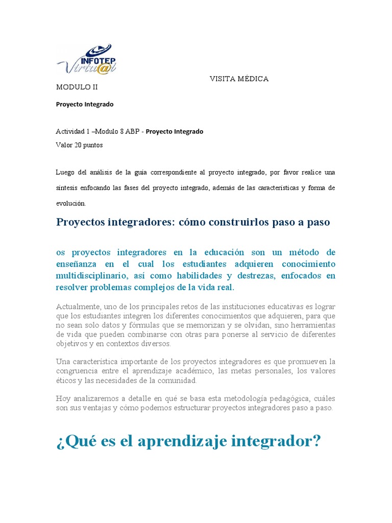 Como Hacer Un Proyecto Integrador Paso A Paso Unidad 8 Del Modulo I ...