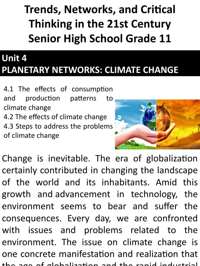 Unit 4 Planetary Networks Climate Change | PDF | Climate Change ...