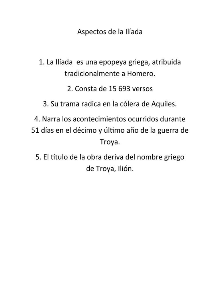 Aspectos de La Ilíada | PDF | Ilíada | Mitología griega