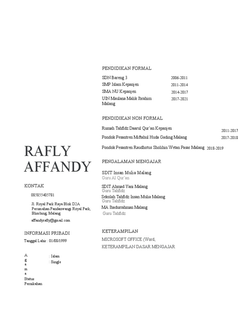 Cv-Rafly Affandy | PDF