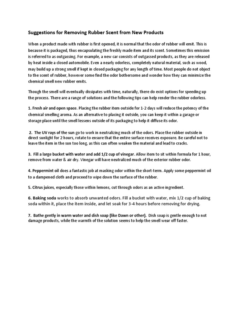 Remove Odor from Rubber Products | PDF | Home & Garden