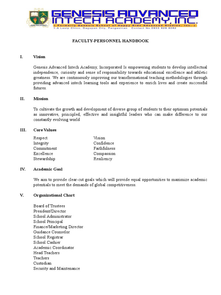 Faculty Personnel Handbook Overview | PDF | Teachers