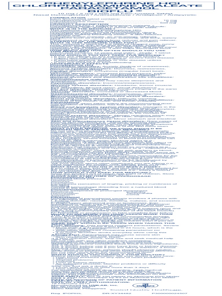 Bioflu Tablet PIL | PDF