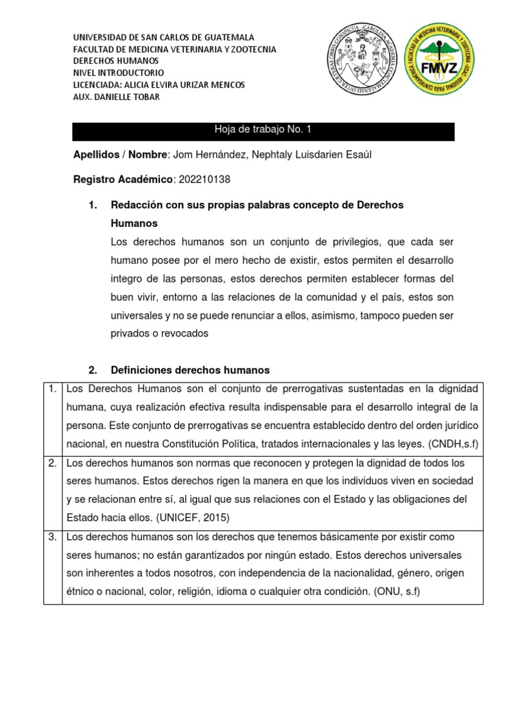 Hoja de Trabajo | PDF | Derechos | Derechos humanos