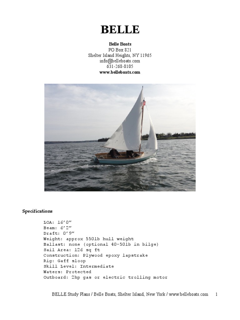 Build Your Own 16ft Daysailer - BELLE Plans | PDF | Hull (Watercraft ...