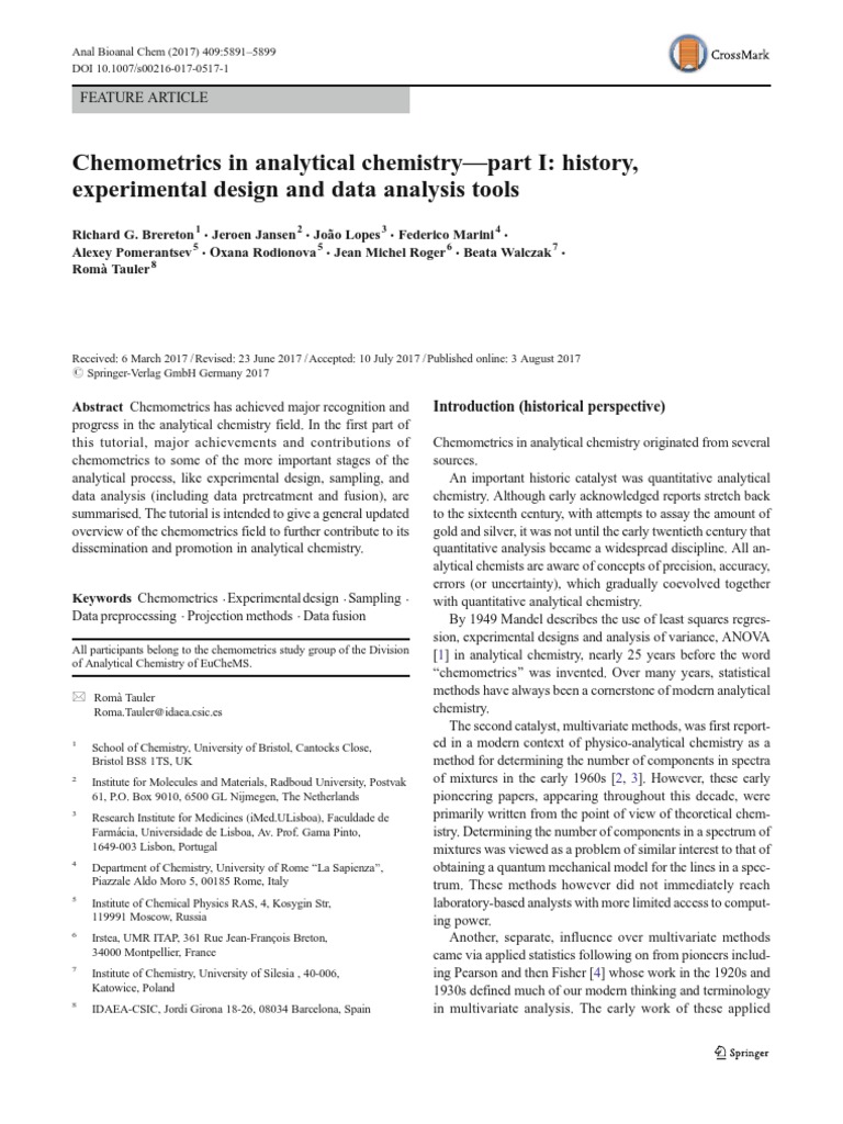 Brereton Et Al. 2017 - Chemometrics | PDF