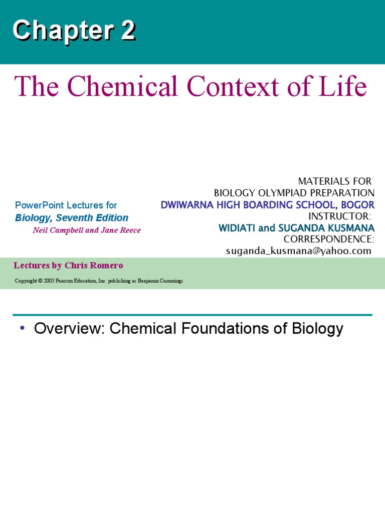 Chapter 2 The Chemical Context of Life | PDF | Ion | Chemical Bond
