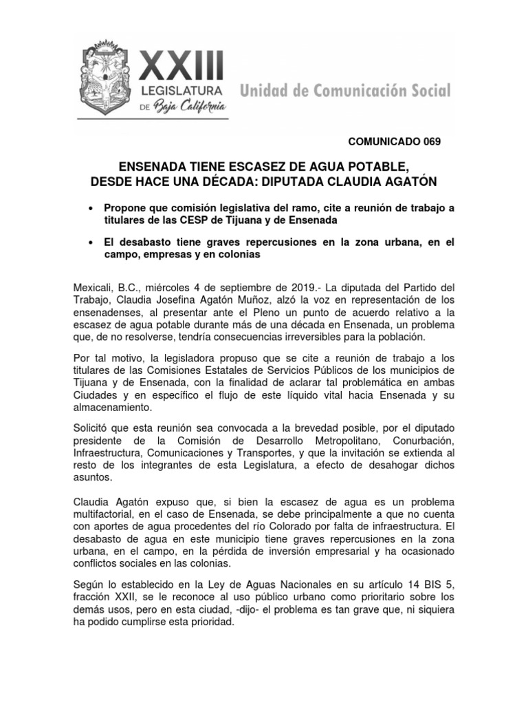 Comunicado 069 | PDF | Agua | Economias