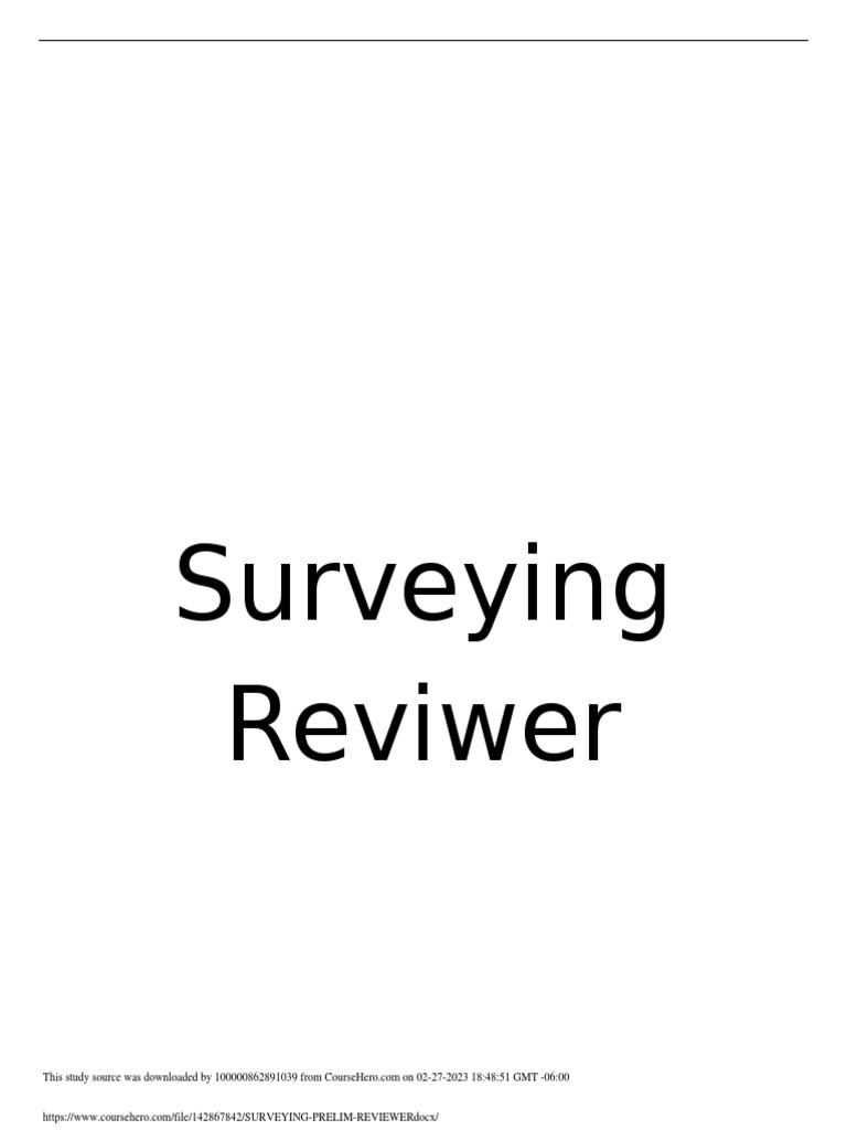 Surveying Preliminary Reviewer Guide | PDF | Surveying | Measurement