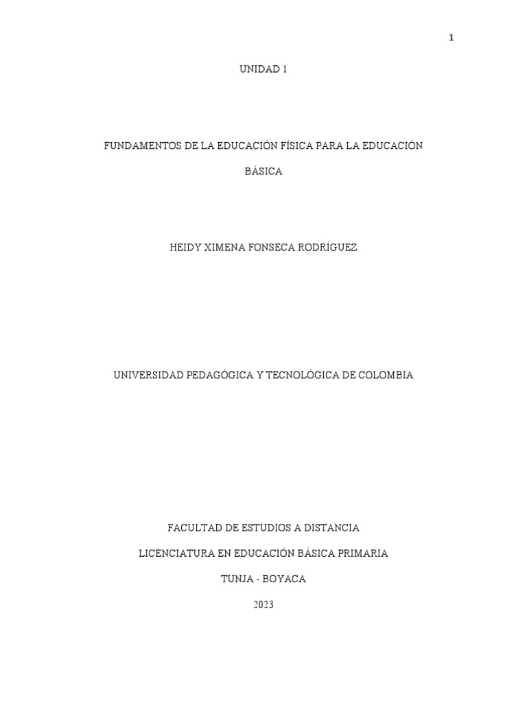 Fonseca Heidy UNIDAD 1 | PDF | Deportes | Educación Física