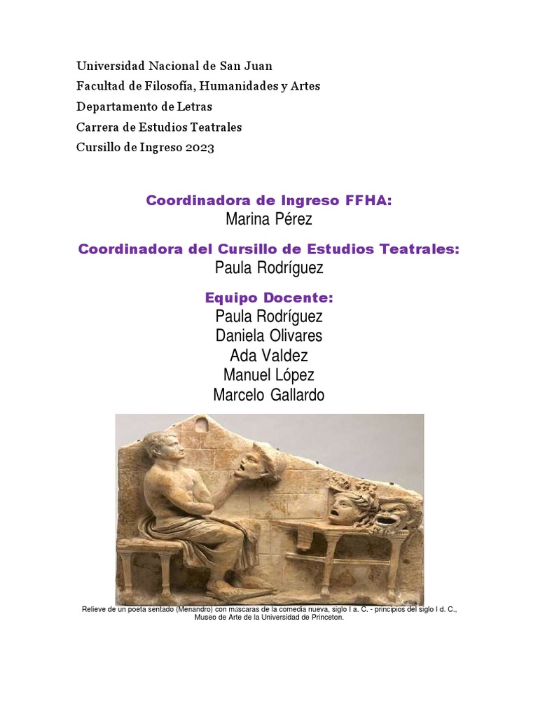 Cuadernillo de Teatro 2023 | PDF | Comprensión lectora | Experiencia