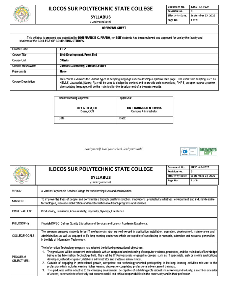 Front End Syllabus | PDF | World Wide Web | Internet & Web