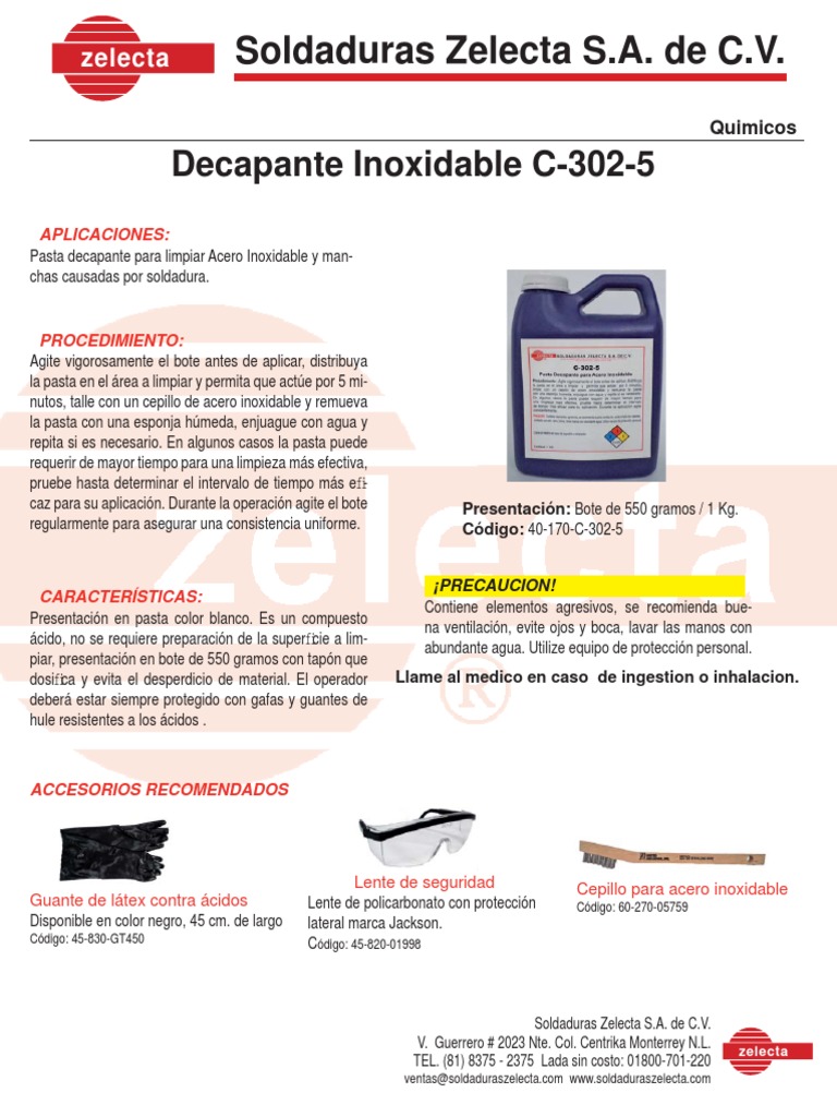 Decapante C-302-5 para Acero Inoxidable | PDF | Materiales